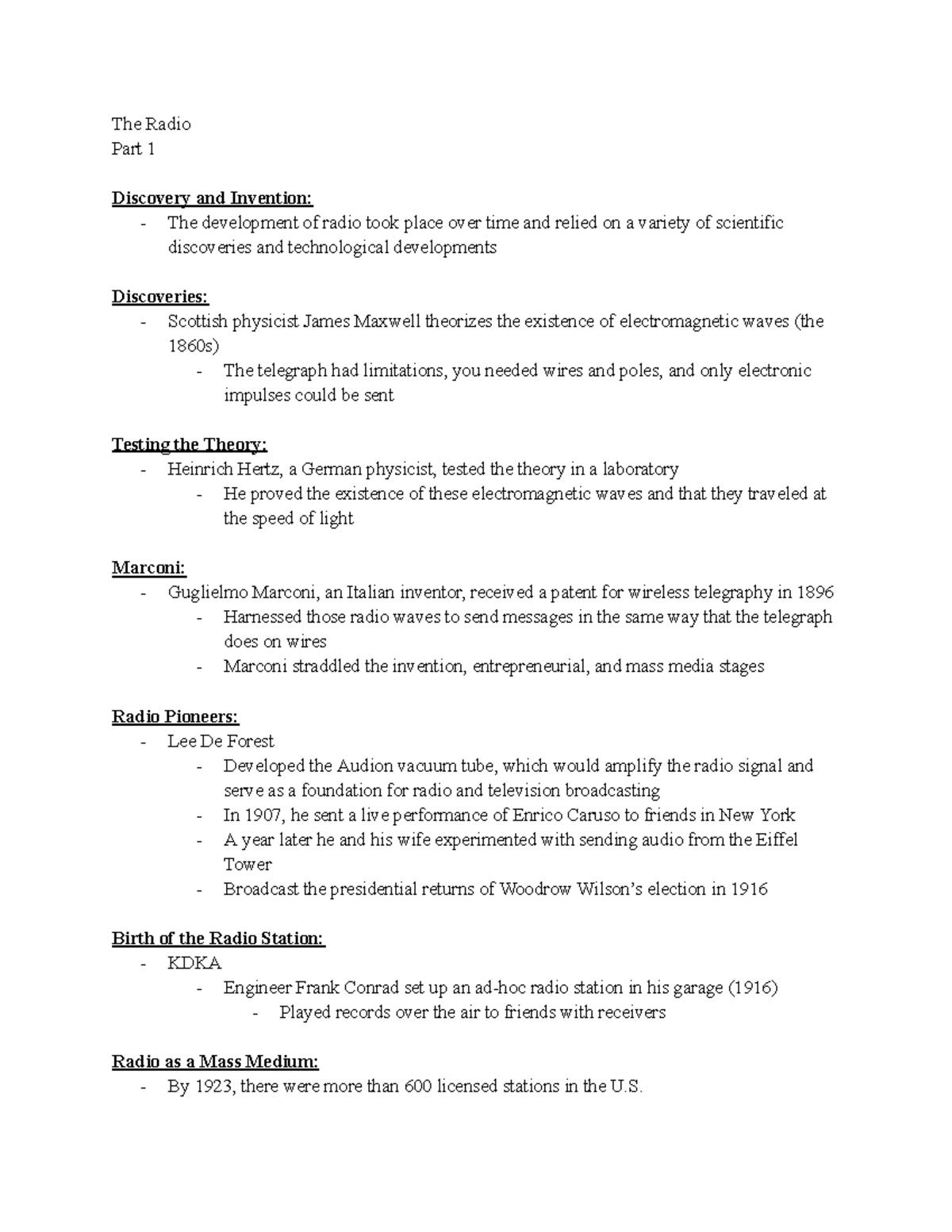 Radio, Part 1 - The Radio Part 1 Discovery and Invention: - The ...