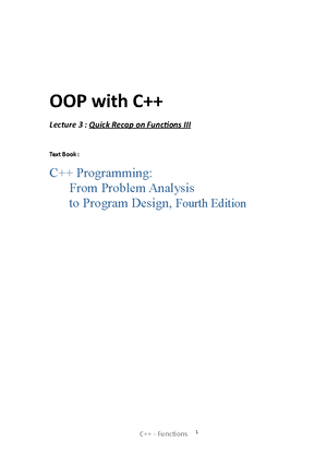 OOP C++ Sheet 2 - Sheet 2 Chapter 10 Chapter 9 defined the struct studentType to implement the ...