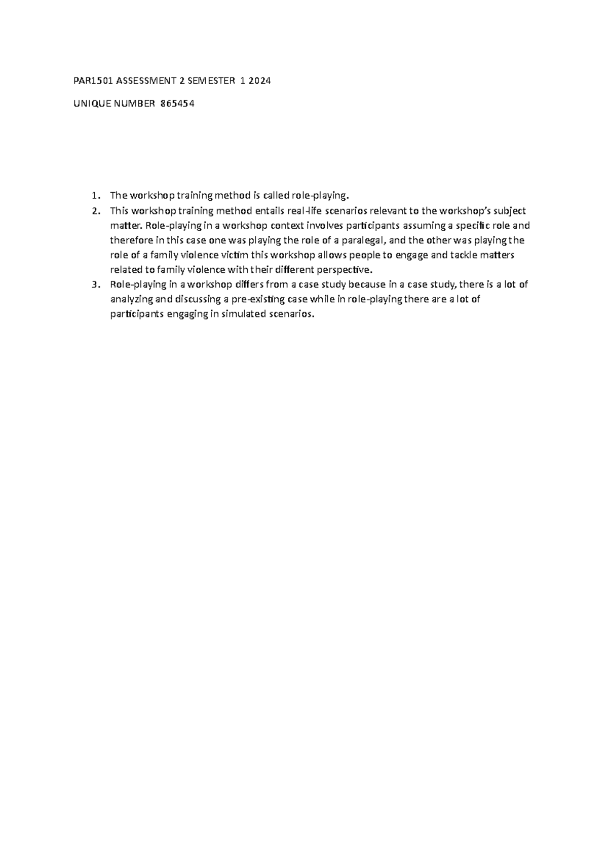 PAR1501 Assessment 2 Semester 1 2024 - PAR1501 ASSESSMENT 2 SEMESTER 1 ...