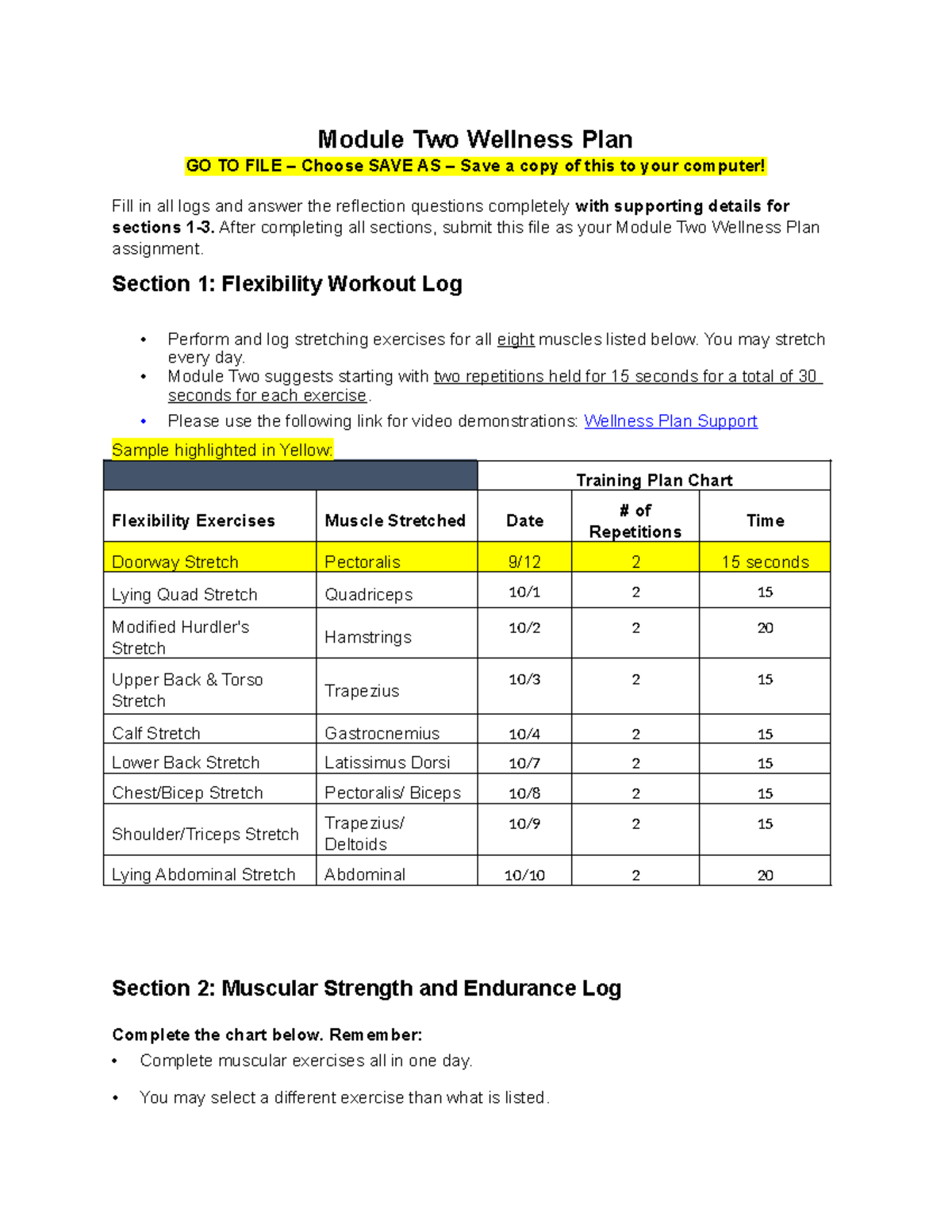 Module two wellness plan complete Final - Module Two Wellness Plan GO ...