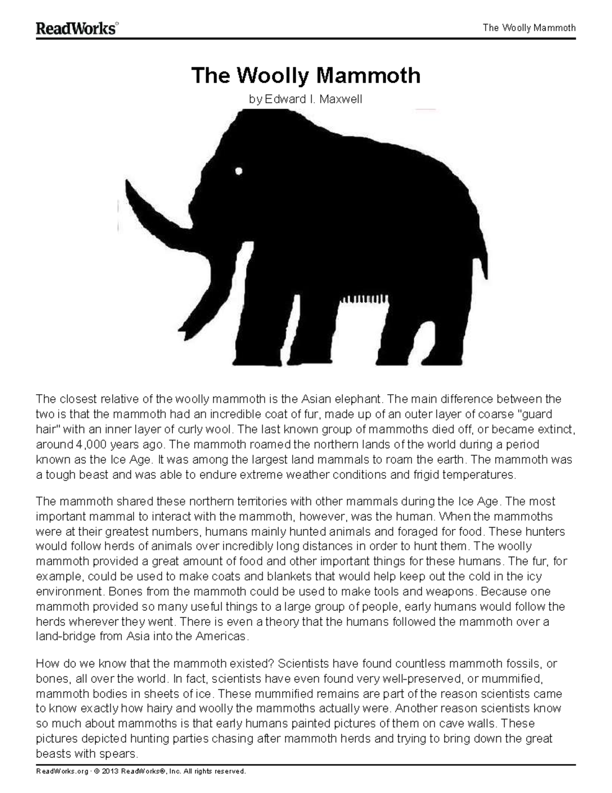 The Woolly Mammoth Reading - The Woolly Mammoth The Woolly Mammoth by ...