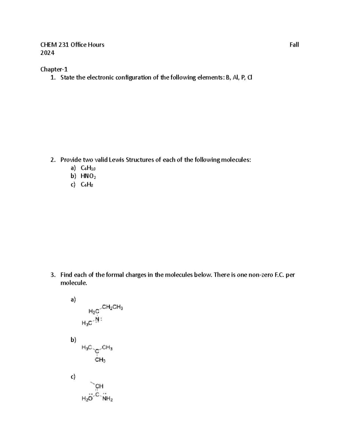 Help-Hours-1 - Chapter one review - Chem 231 - CHEM 231 Office Hours ...