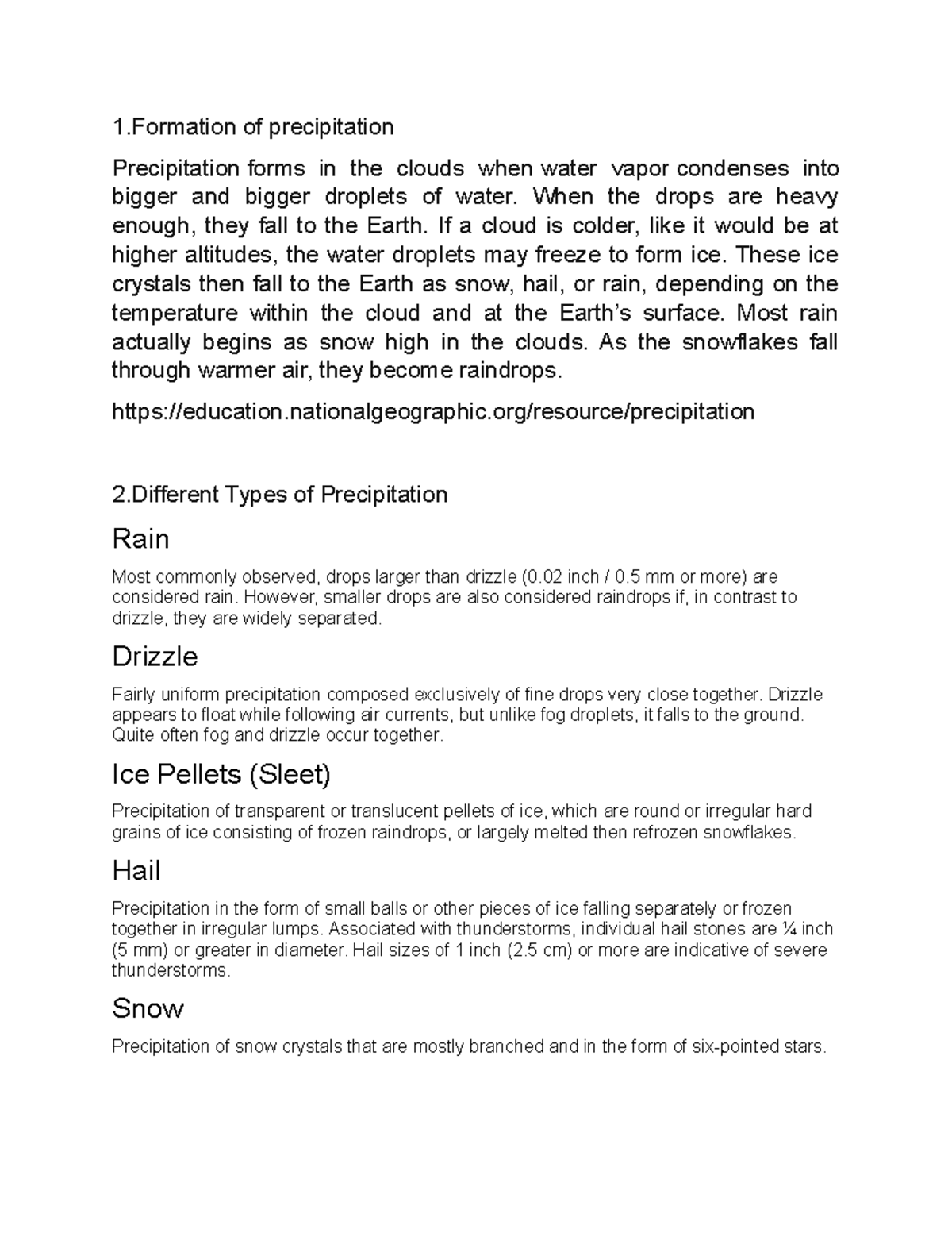 Activity 3 precipitation - 1 of precipitation Precipitation forms in ...