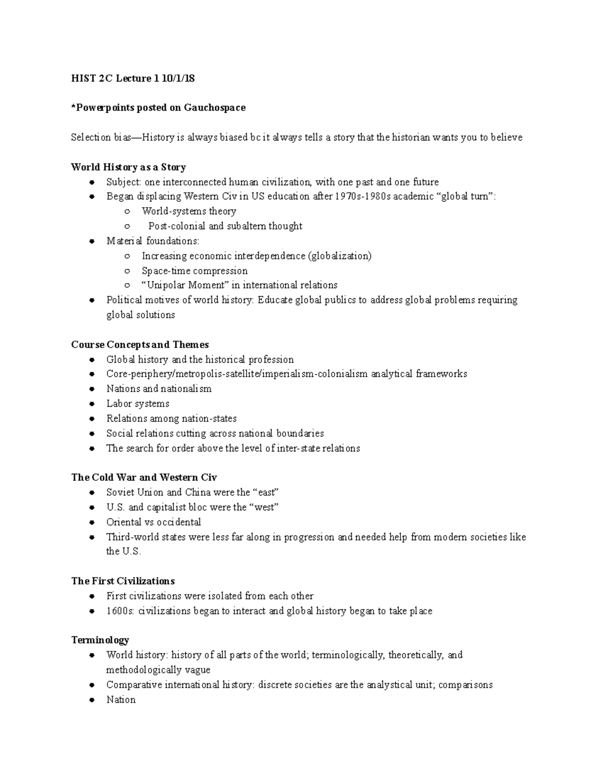 HIST 2C Lecture Notes - Professor Stephens, C FALL 2018 - HIST 2C ...