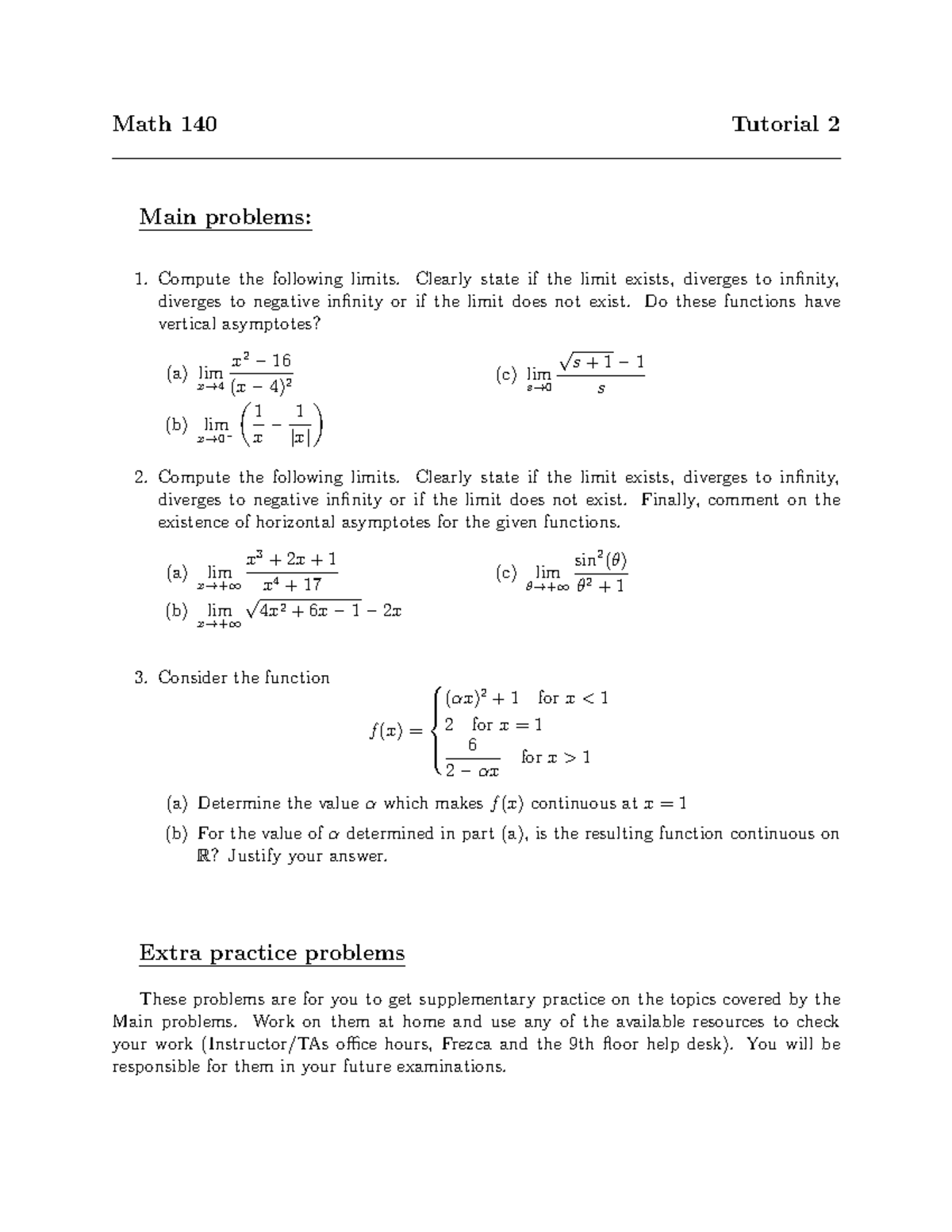 Math 140 Tutorial 2 (Student Version) - Math 140 Tutorial 2 Main ...