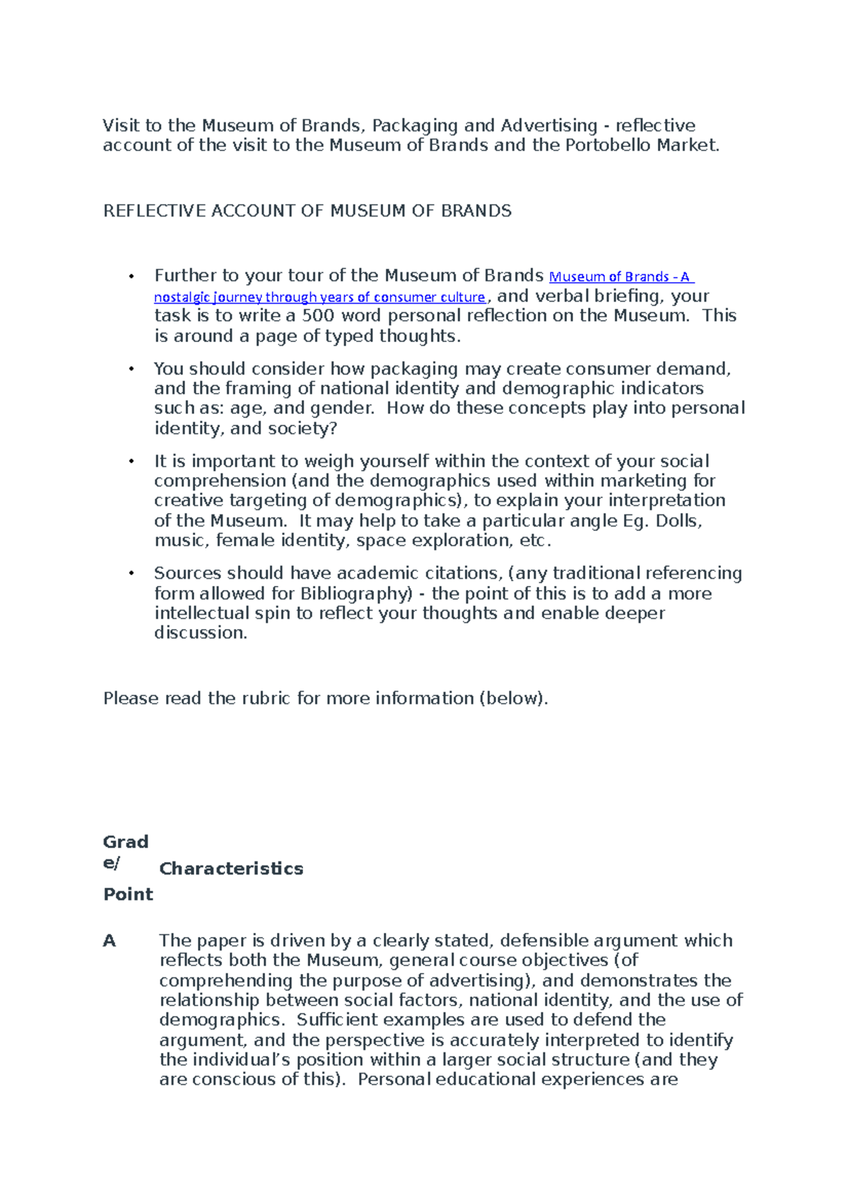 Advertising Museum Assignment 2 - Visit to the Museum of Brands ...