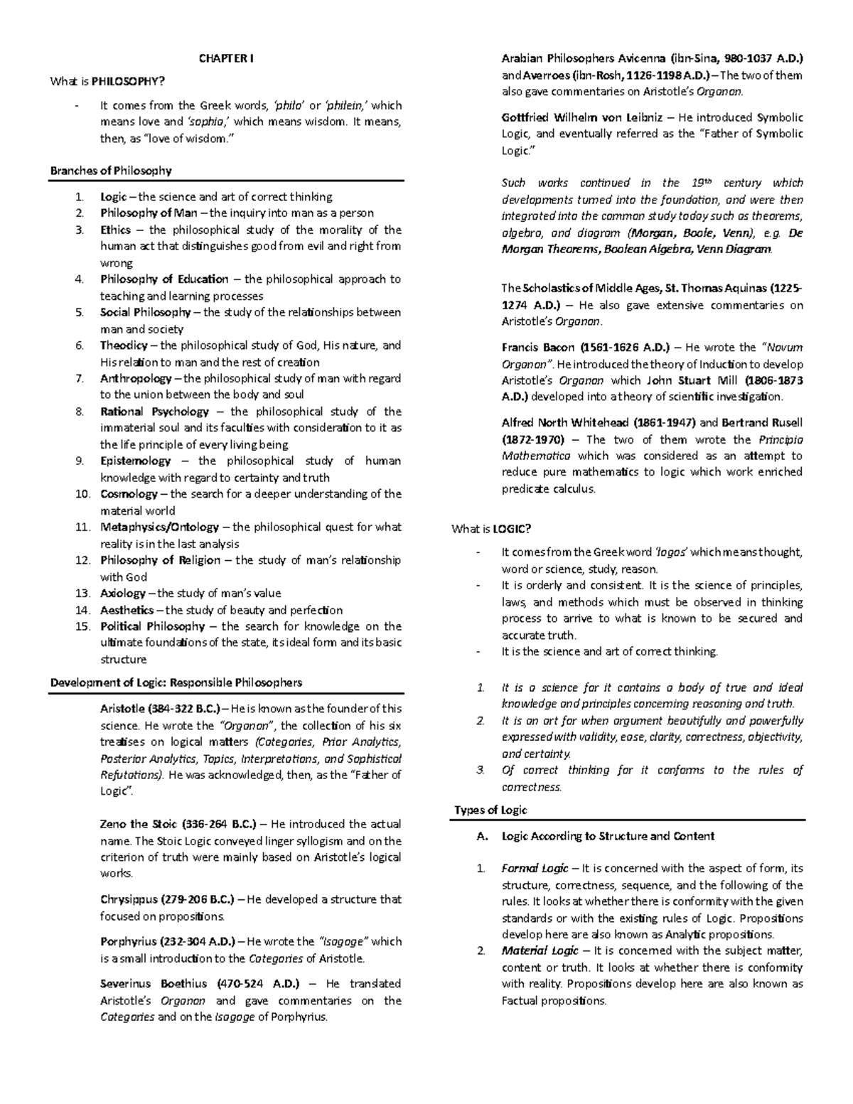 Chapter-I- Logic - kmjo n - CHAPTER I What is PHILOSOPHY? - It comes ...