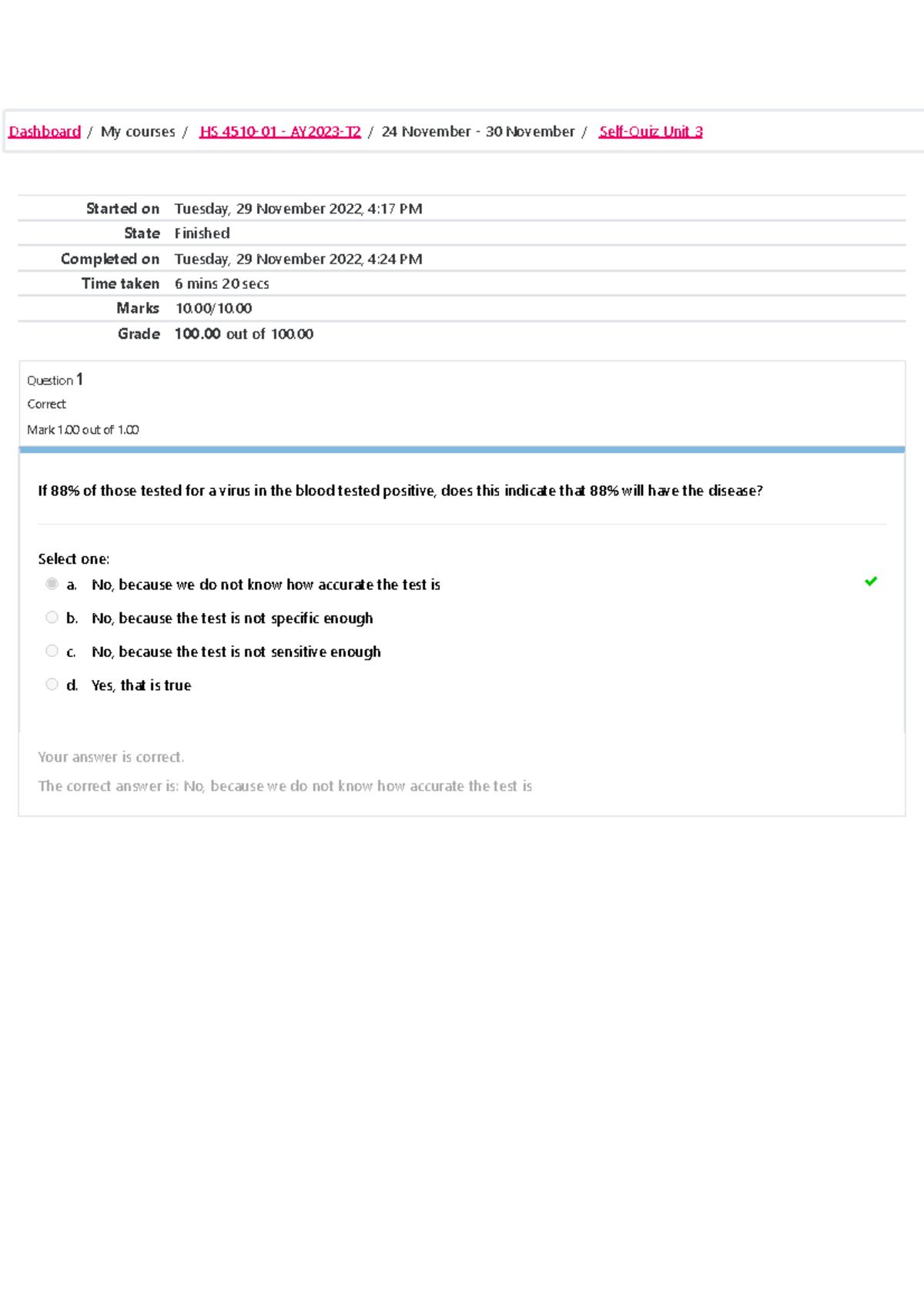 Self-Quiz Unit 3 Attempt review 1 - Started on State Tuesday, 29 ...