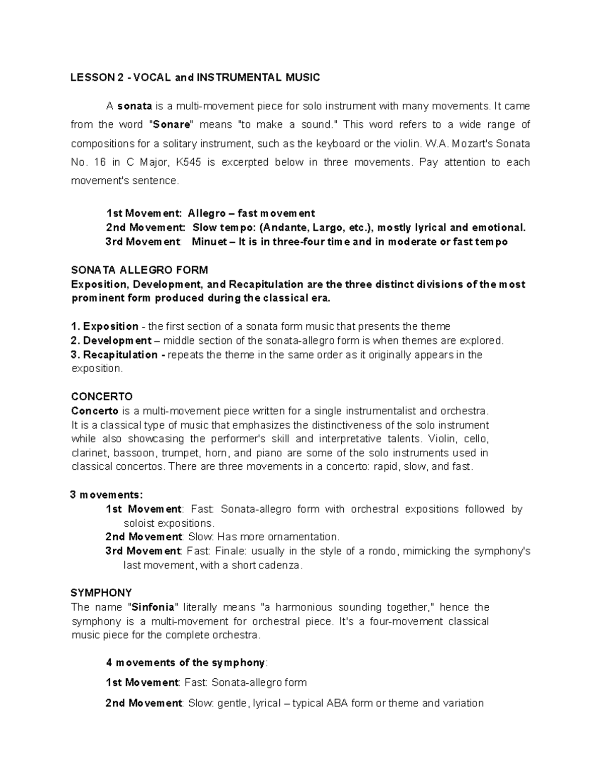 Lesson-2-Music - notes - LESSON 2 - VOCAL and INSTRUMENTAL MUSIC A ...