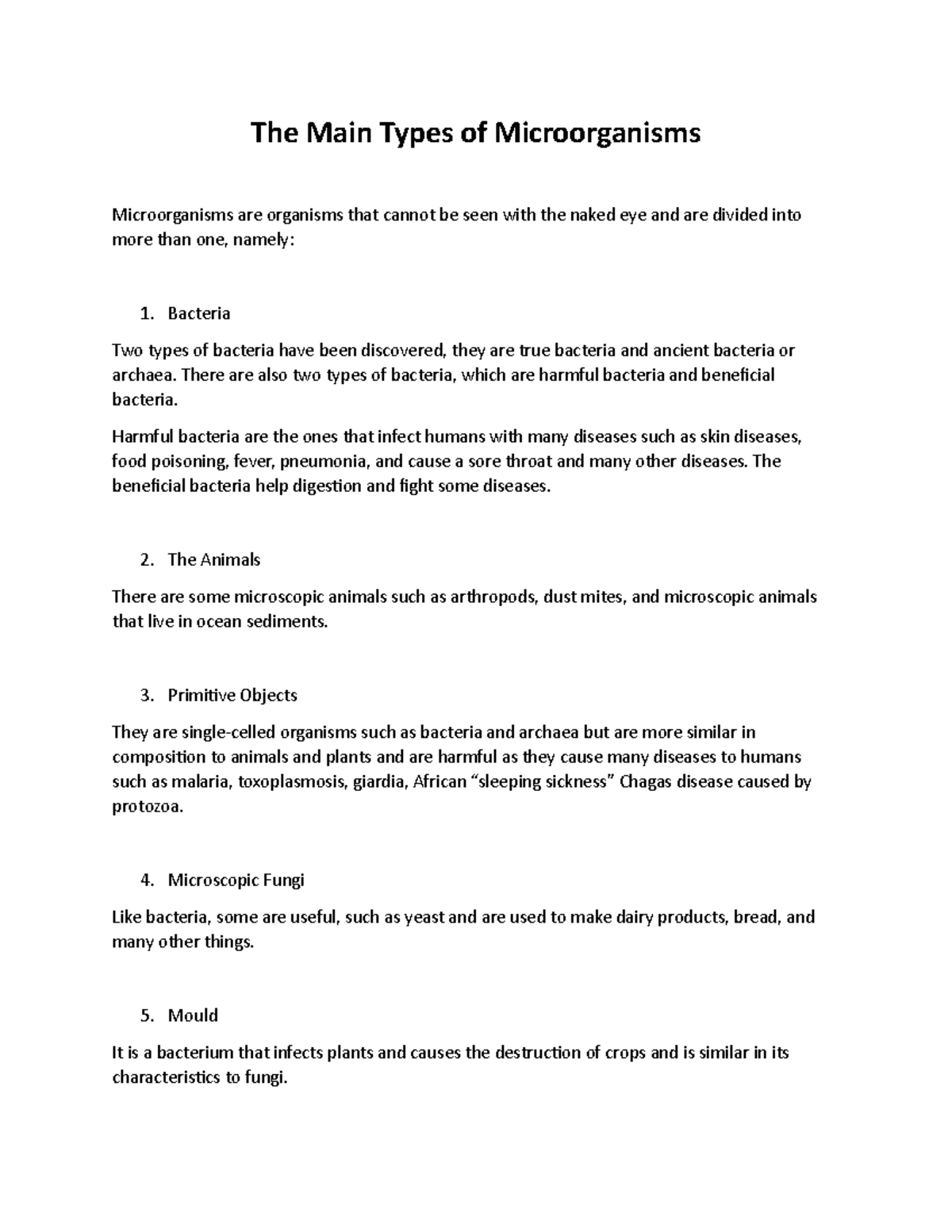 The Main Types of Microorganisms - The Main Types of Microorganisms ...