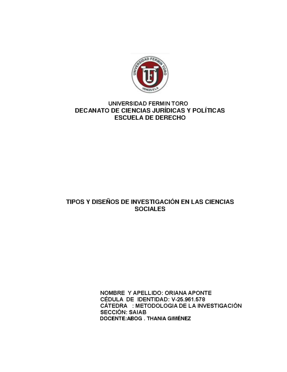 Tiposydiseosdeinvestigacin-170213002119 - UNIVERSIDAD FERMIN TORO ...
