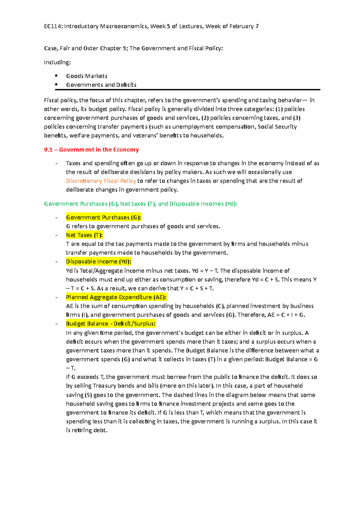 Case, Fair and Oster Textbook Week 5 - Case, Fair and Oster Chapter 9 ...