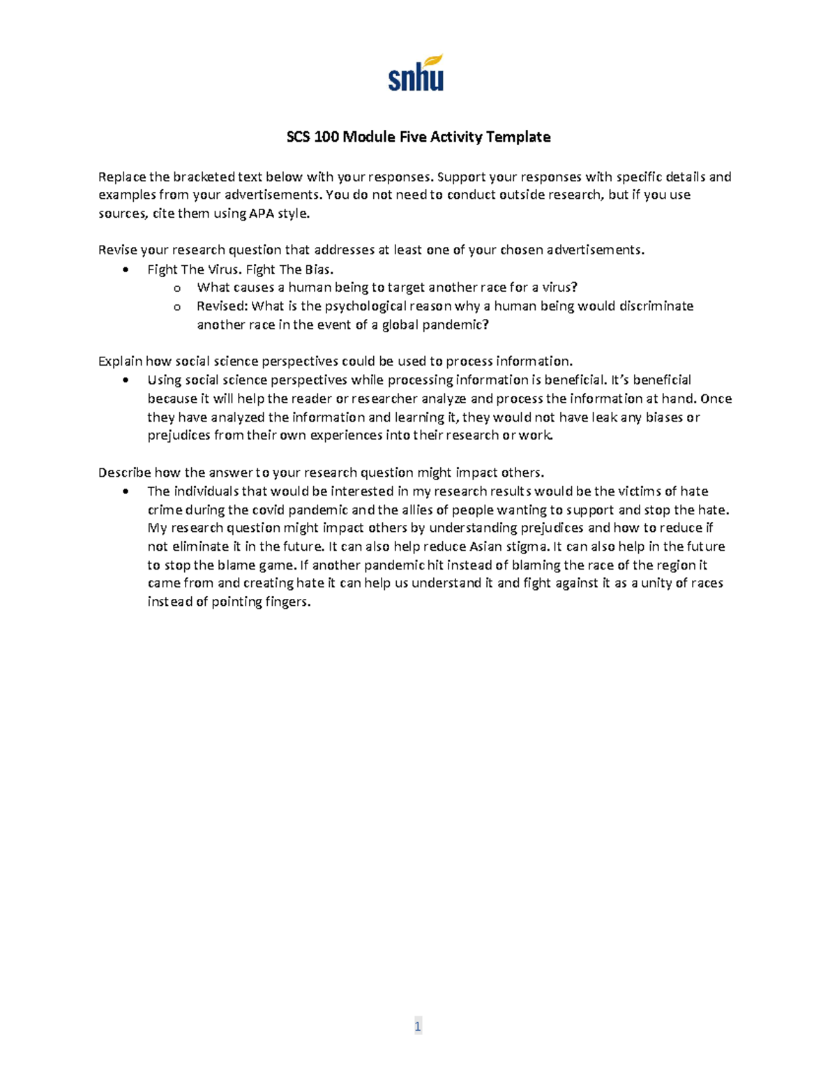 Module Five Activity - Support your responses with specific details and ...