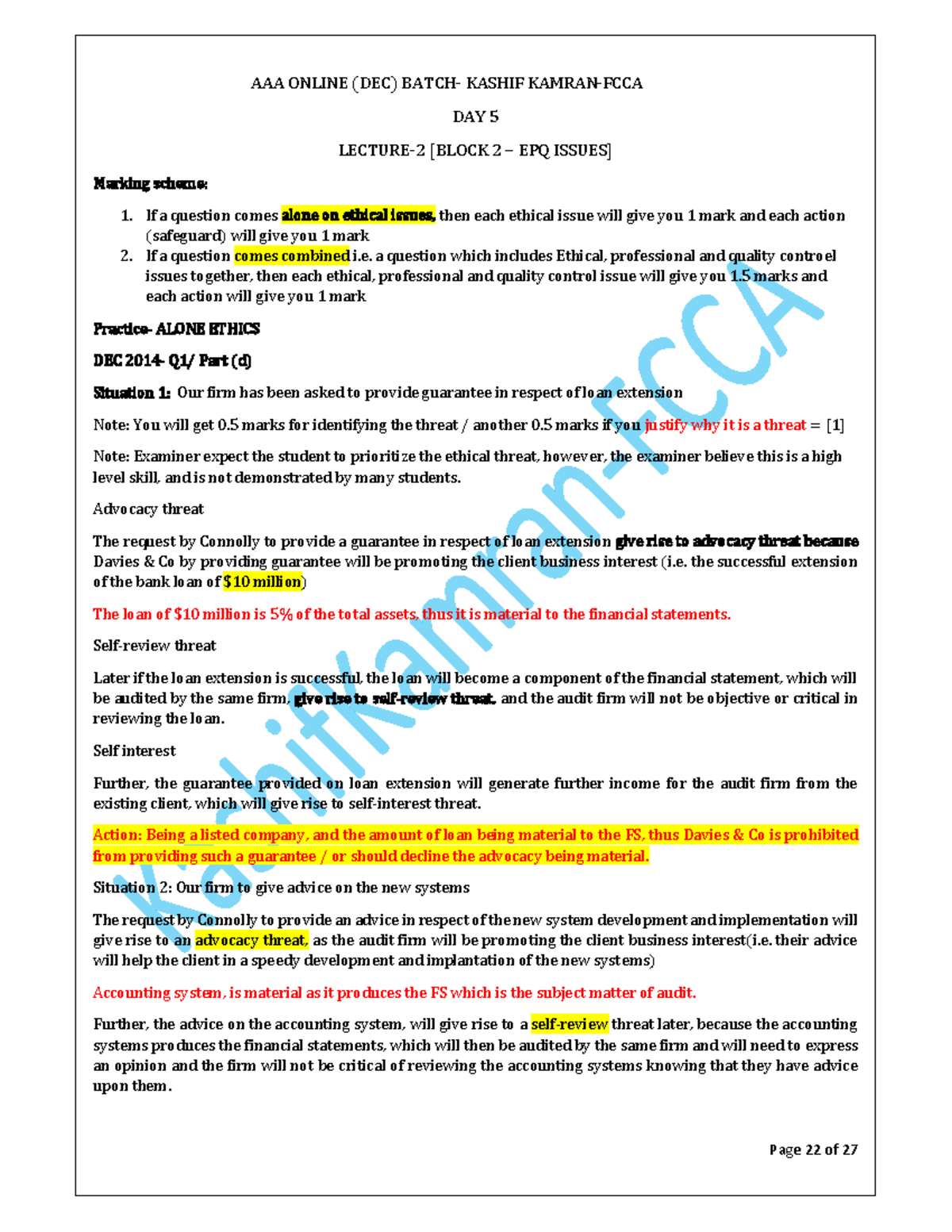 Block 2 (first) Code of Ethics(only ethics lecture) - AAA ONLINE (DEC ...