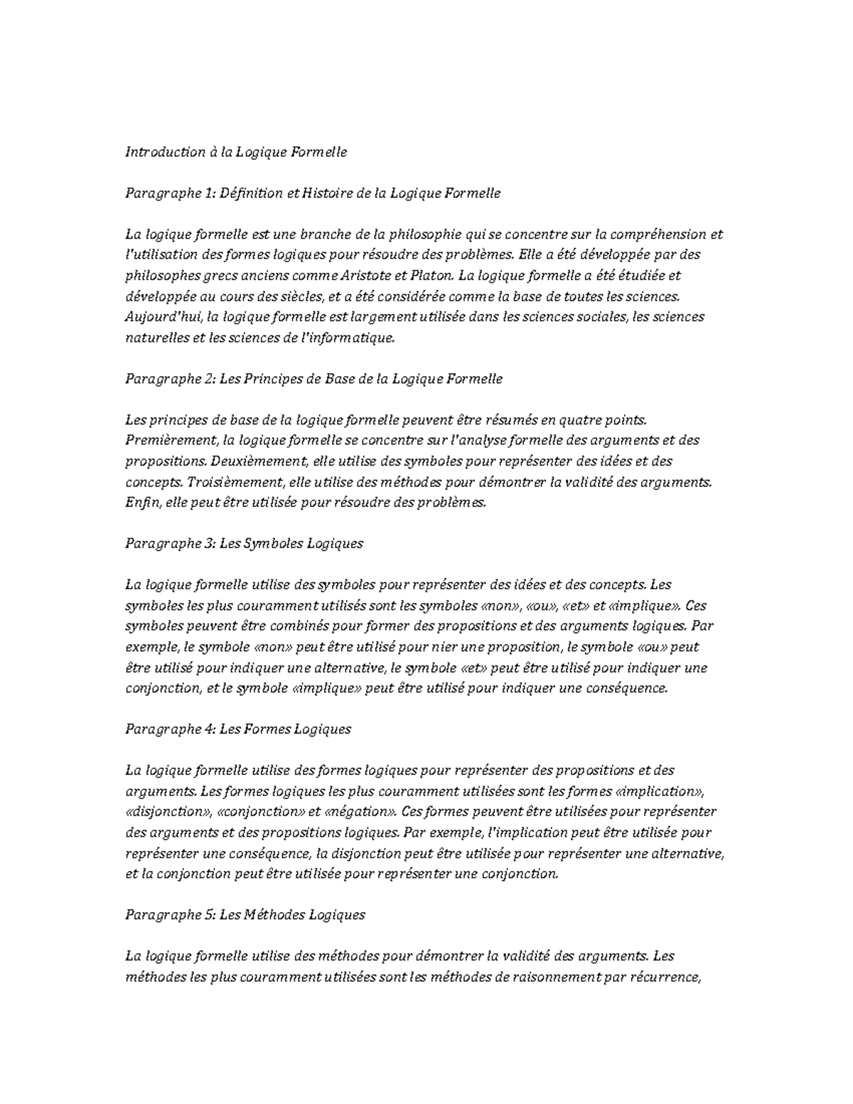 Formal Logic Notes de cours - Introduction à la Logique Formelle ...