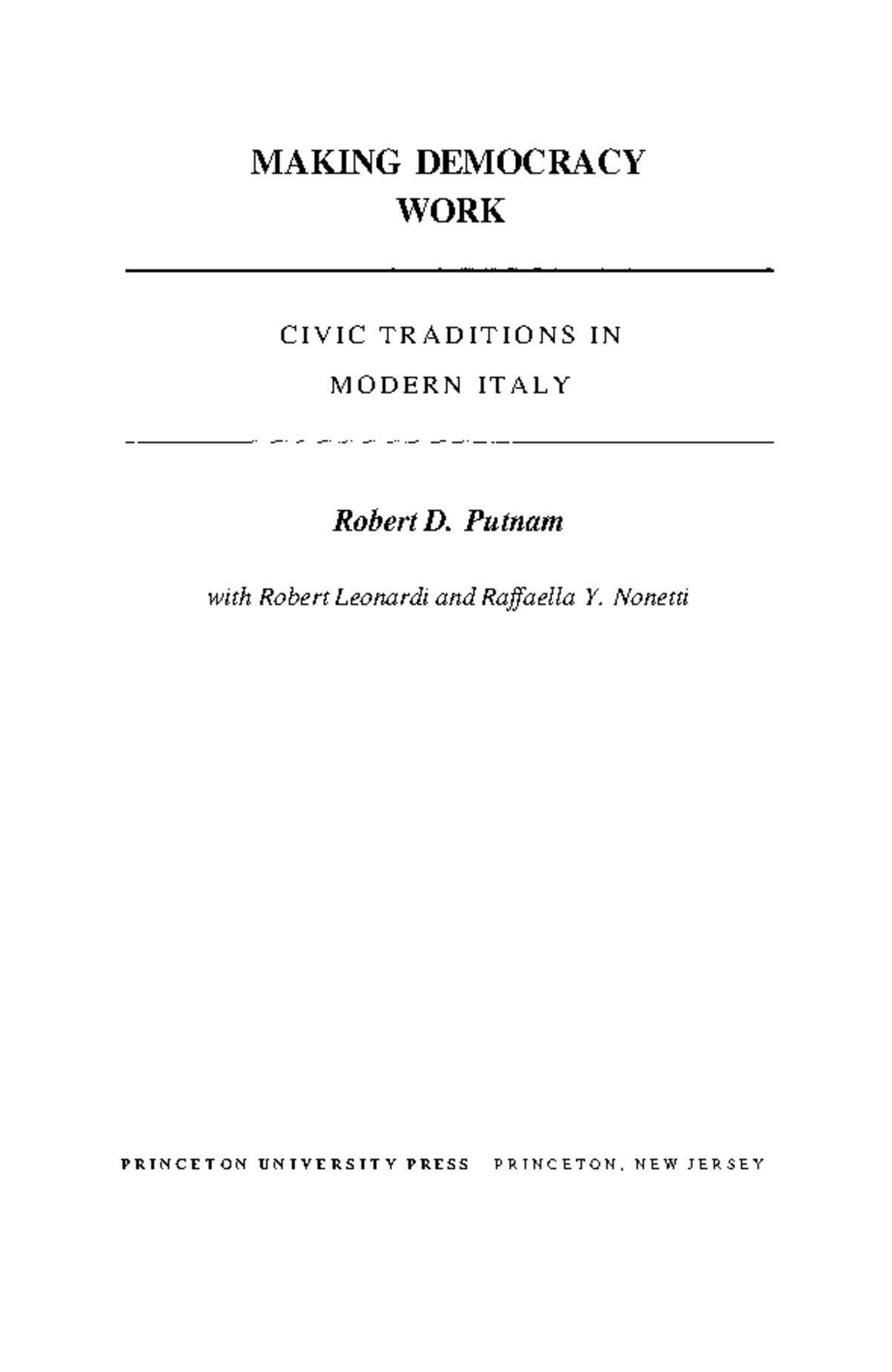 Uvod Robert D Putnam -Making democracy work civic traditions in modern ...