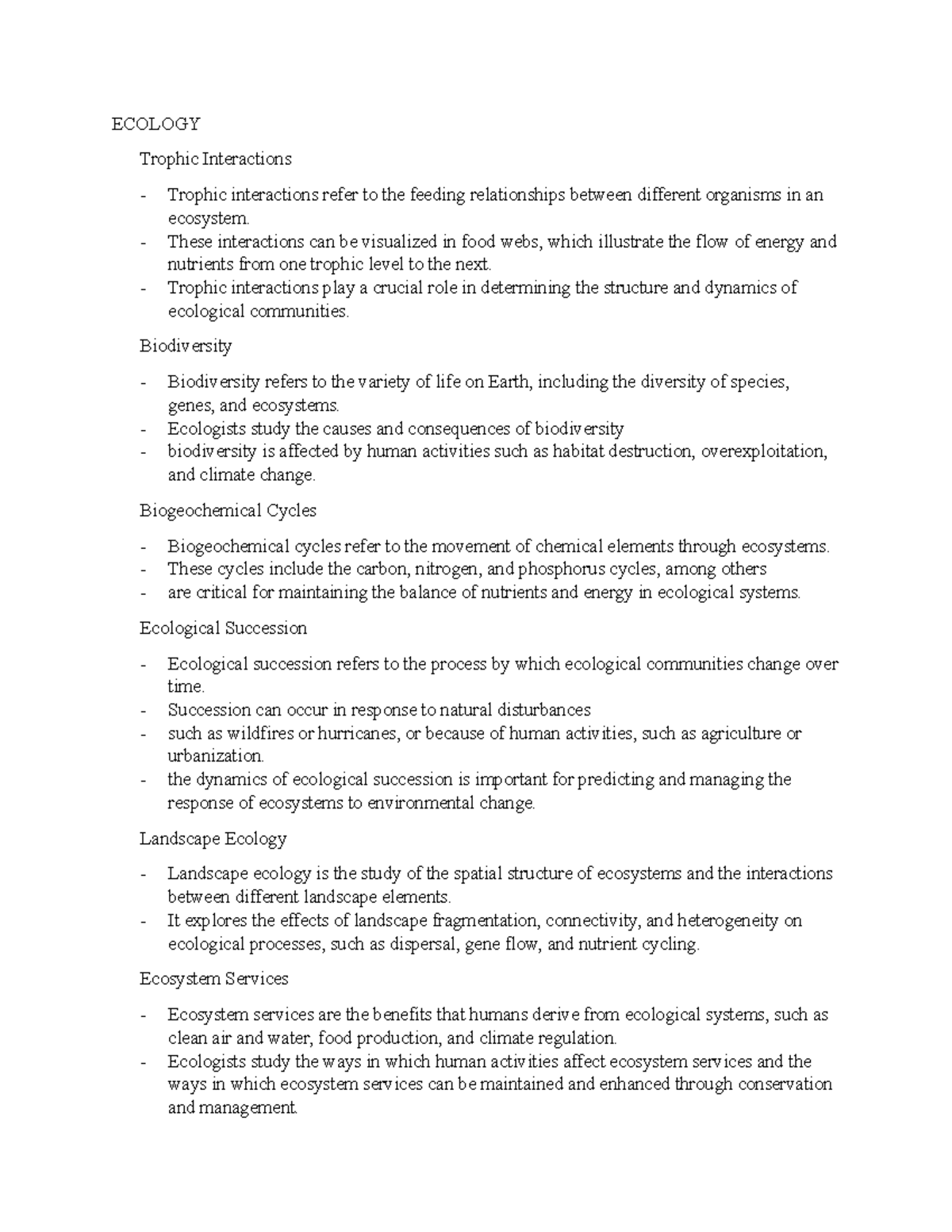 Ecology Notes 1 - Ecosystems, biotic communities, interspecific and ...
