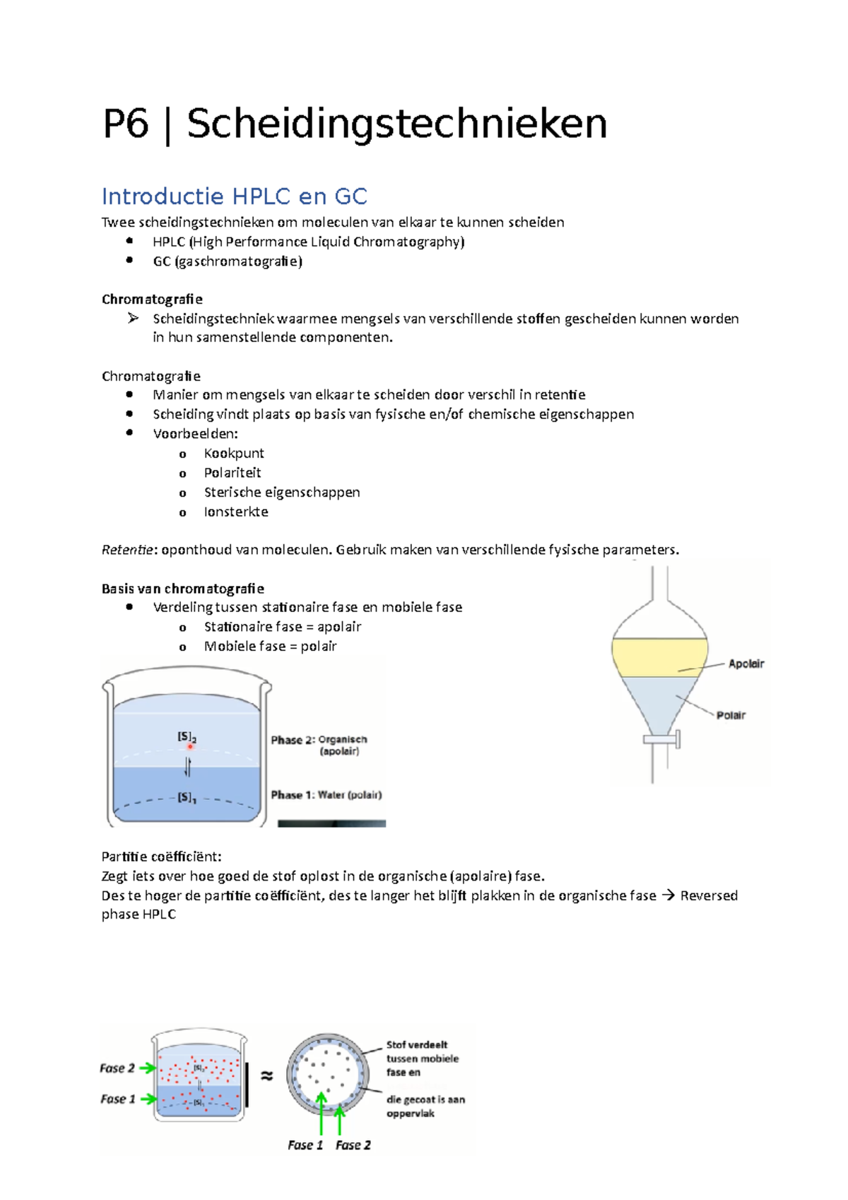 P6 - Scheidingstechnieken Hoorcollege samenvattingen - P6 ...