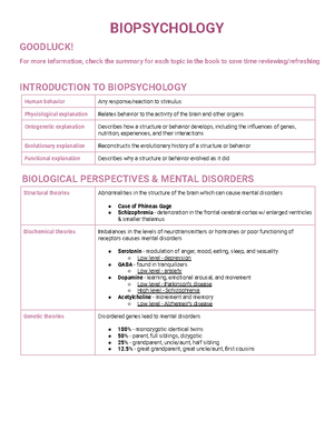 Module. 1 Introduction to Biopsychology - Module I-Introduction to ...