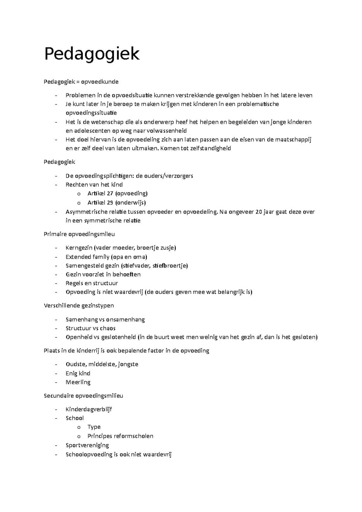 Pedagogiek - Pedagogiek Pedagogiek = opvoedkunde Problemen in de ...