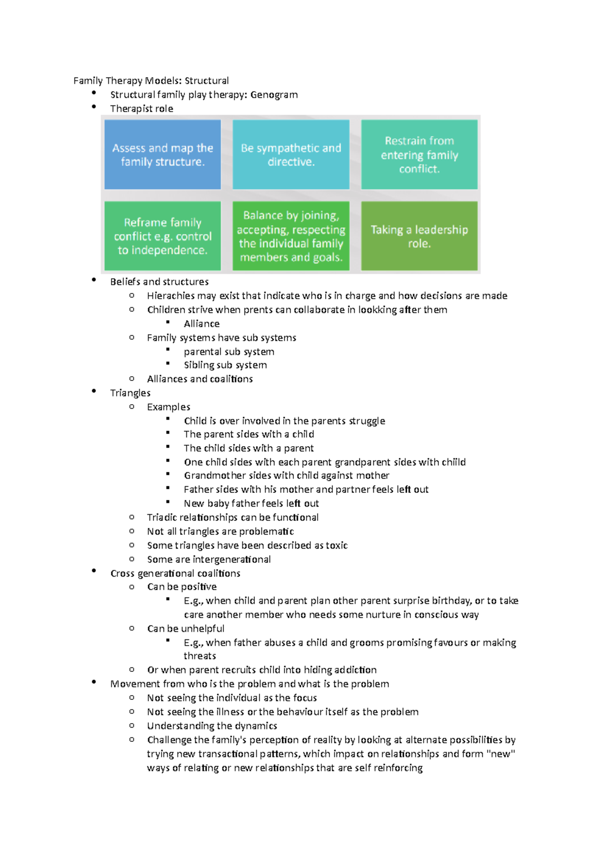 Family Therapy Models - Lecture notes 1-13 - Family Therapy Models ...
