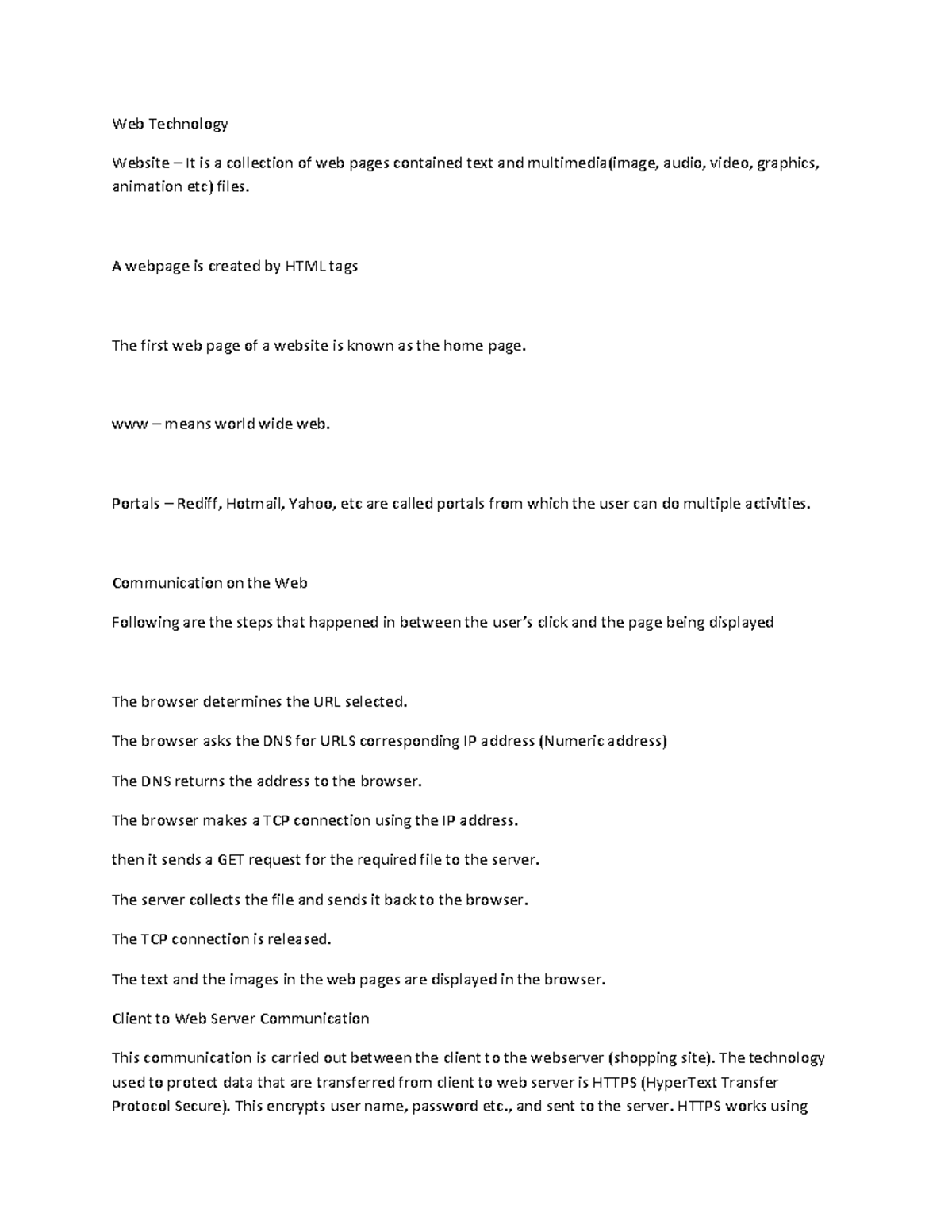 Web Technology - Web Technology Website – It is a collection of web ...