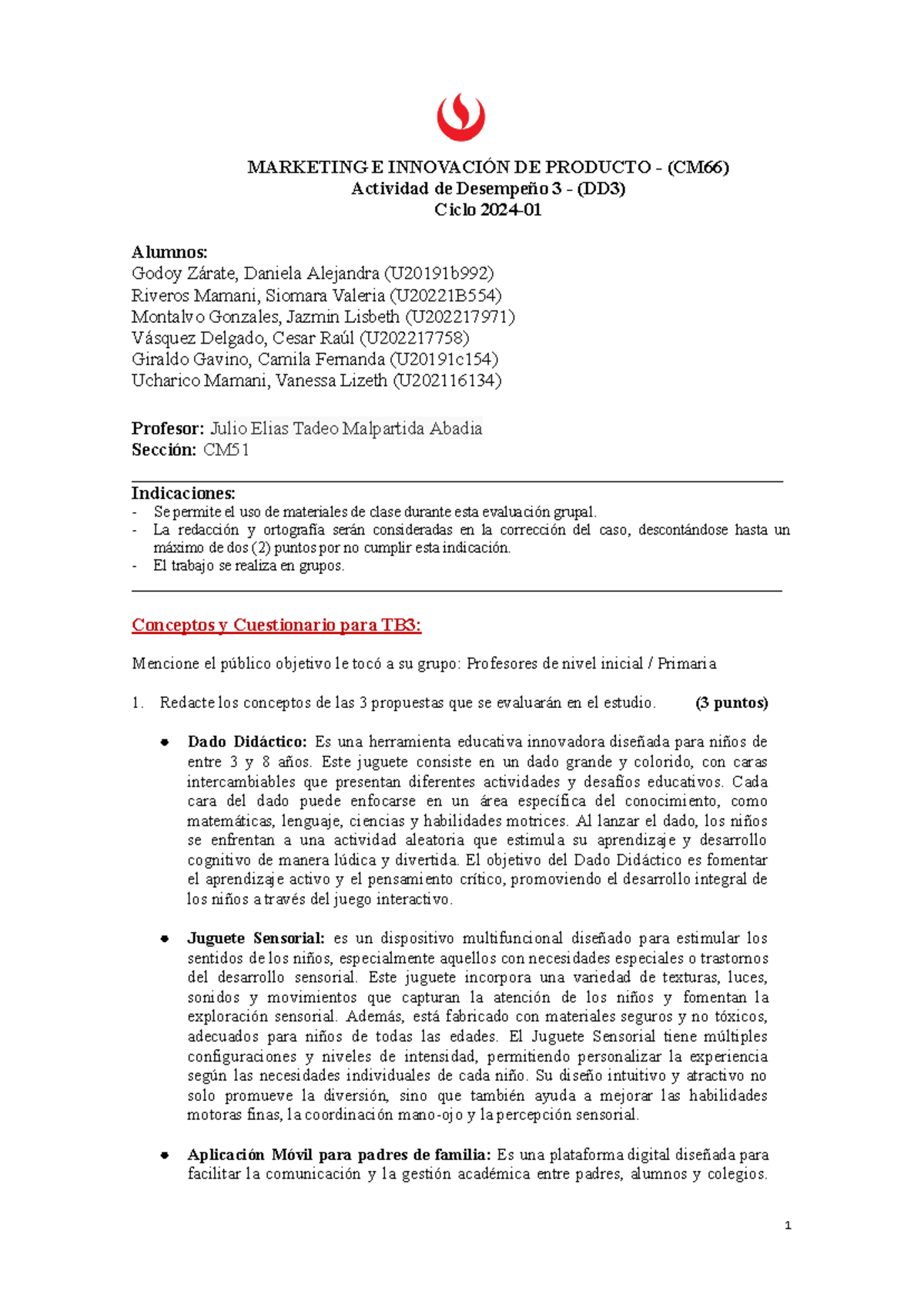 MDP U2 Sem10 - DD3 - 202401 Conceptos y Cuestionario - MARKETING E ...