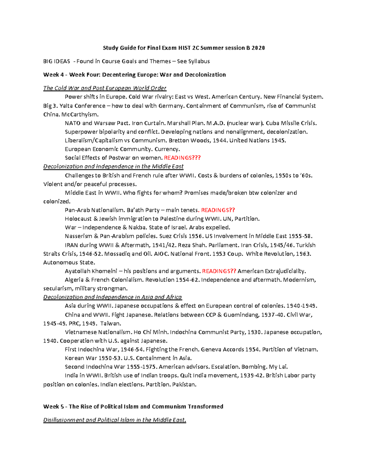Final Exam Study Guide - Warning: TT: undefined function: 32 Warning: TT: undefined function: 32 ...