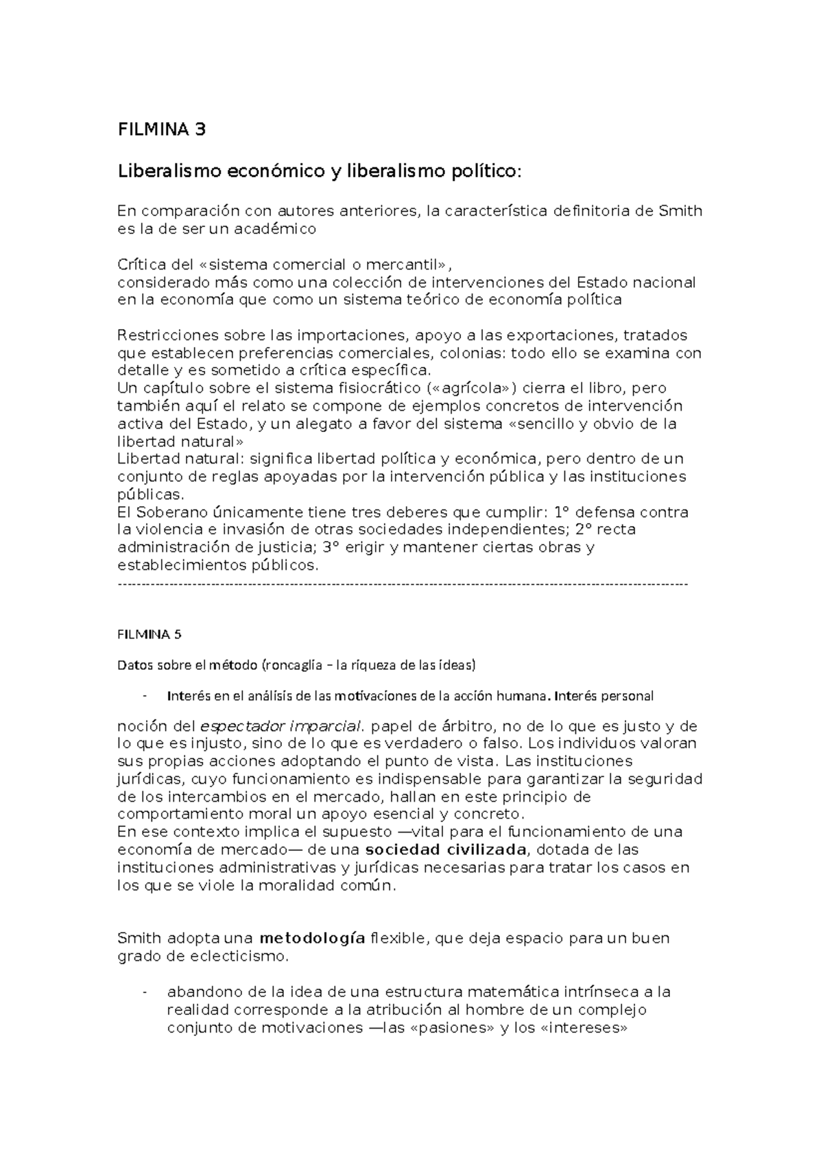 Smith punteo - gdfgf - FILMINA 3 Liberalismo económico y liberalismo ...