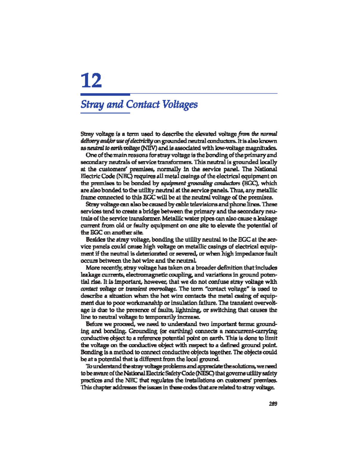C12 - an toàn điện - 12 Stray and Contact Voltages Stray voltage is a term used to describe the ...