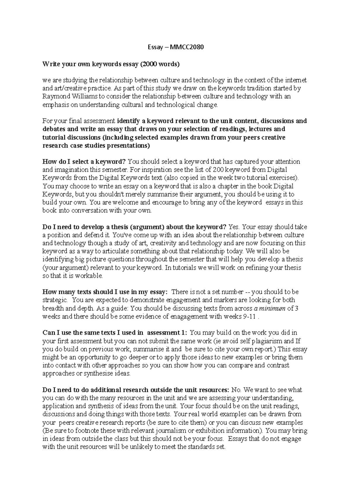 Essay - As part of this study we draw on the keywords tradition started ...