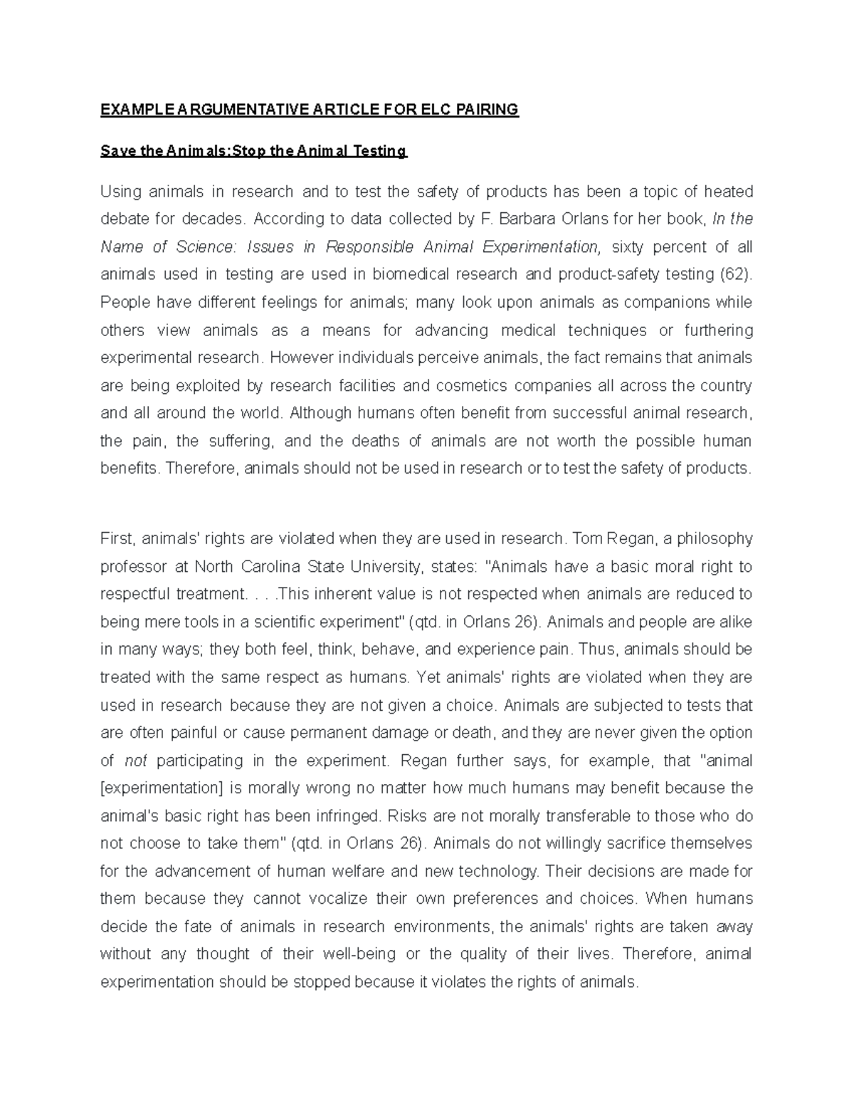 Example Argumentative Article FOR ELC - EXAMPLE ARGUMENTATIVE ARTICLE ...
