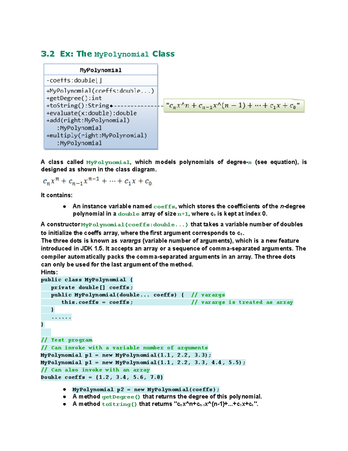 Java Programming Tutorial 21 3 Ex The Mypolynomial Class A Class