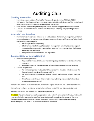 Auditing Ch. 9 Notes - Auditing Ch Notes Inventory Management: Typical ...