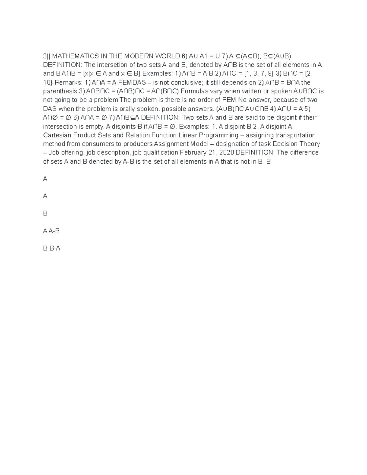 Gec 19 - Mathematics in the Modern World MATH-131- Lesson - 3 ...