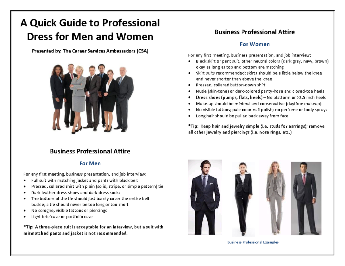 Professional Dressfor Success - A Quick Guide to Professional Dress for ...
