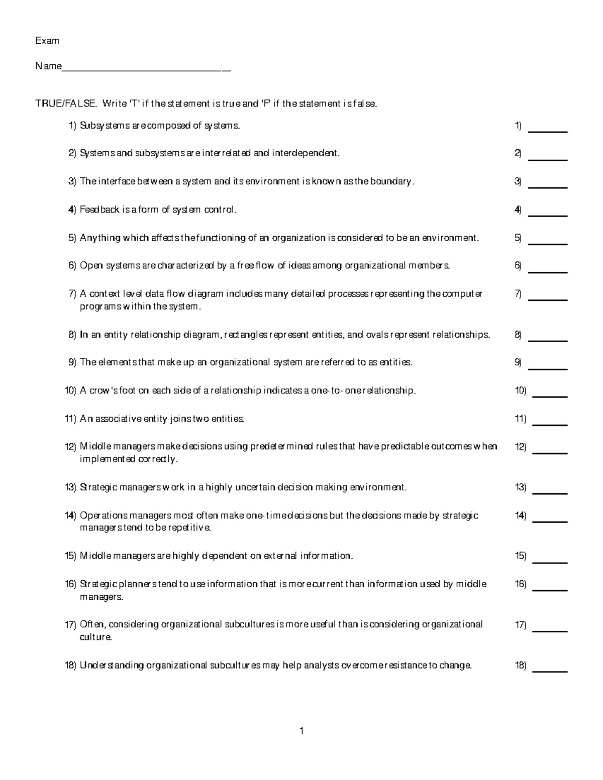 Chapter 2 answers - Exam Name___________________________________ TRUE ...
