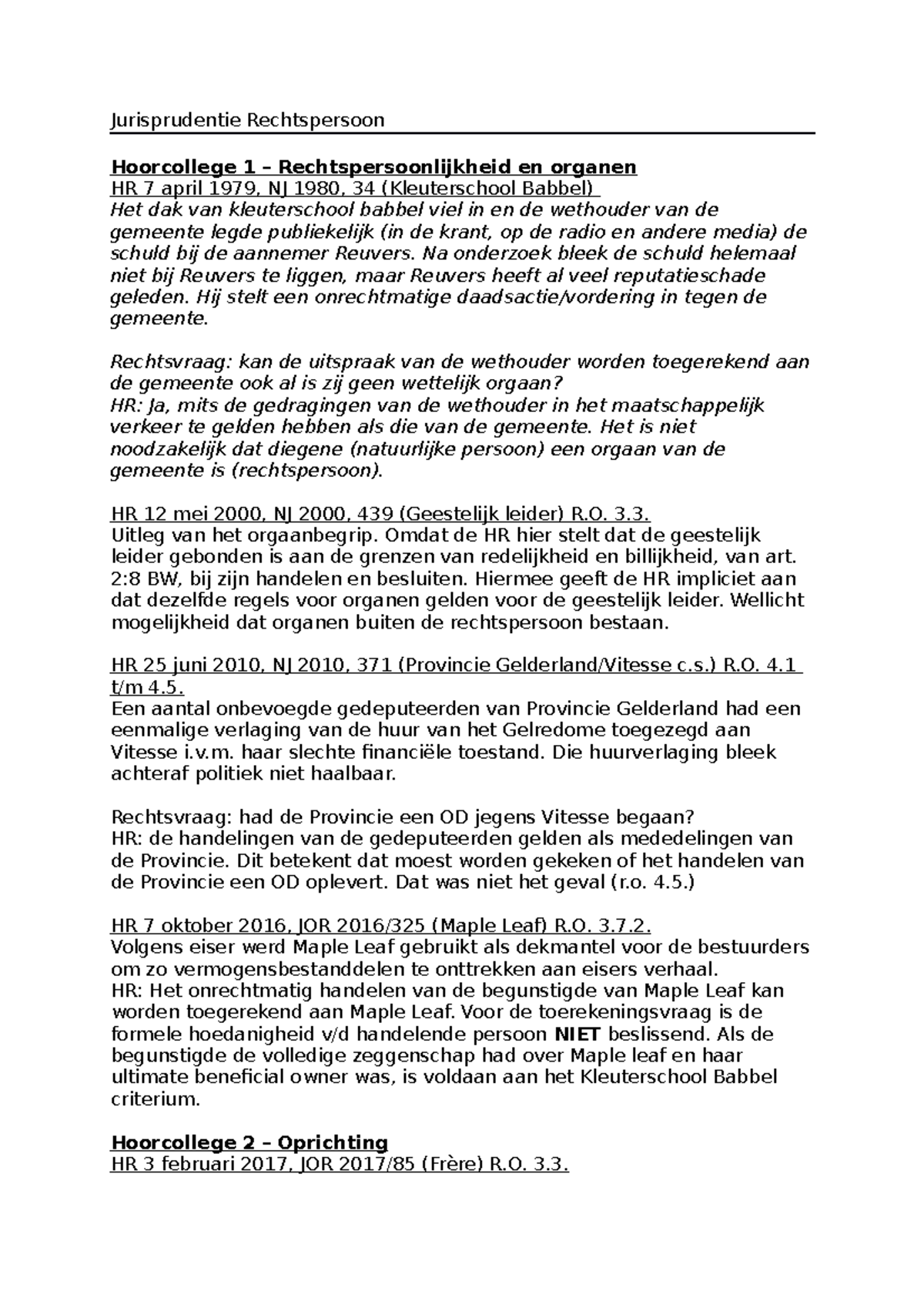 Jurisprudentie De Rechtspersoon - Jurisprudentie Rechtspersoon ...