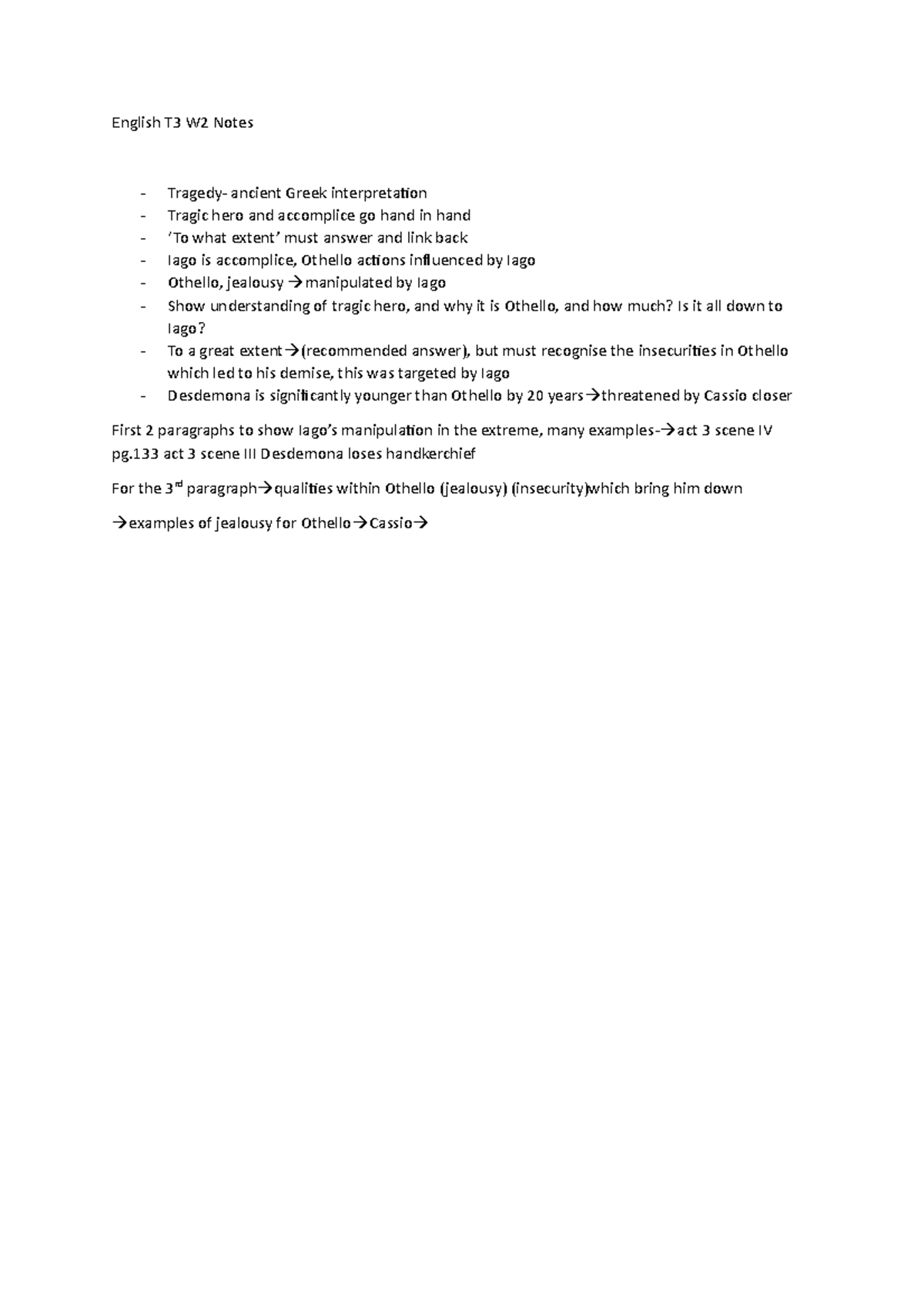 English T3 W2 Notes - English T3 W2 Notes Tragedy- ancient Greek ...
