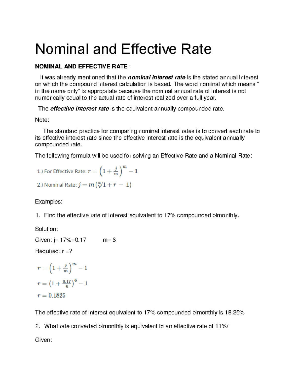 Nominal and Effective Rate - Mathematics In The Modern World - TIP ...