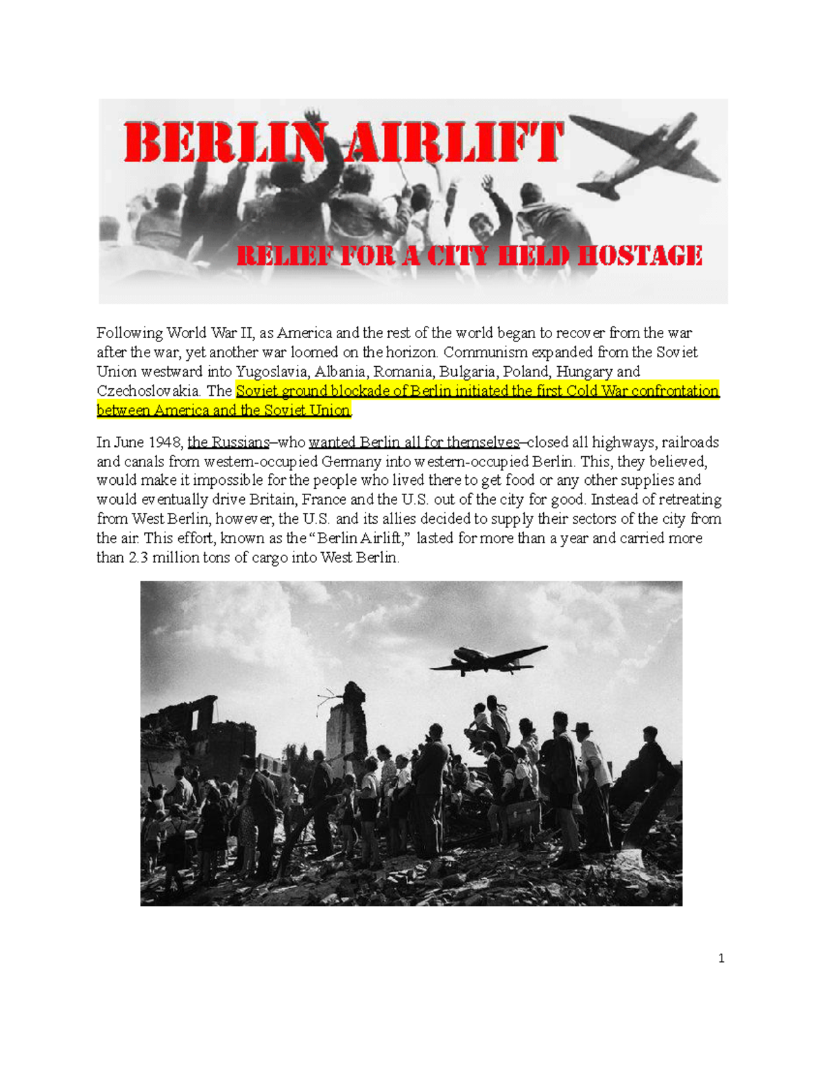 L36 A2 Berlin Airlift narrative pictures and video links - Deprecated ...
