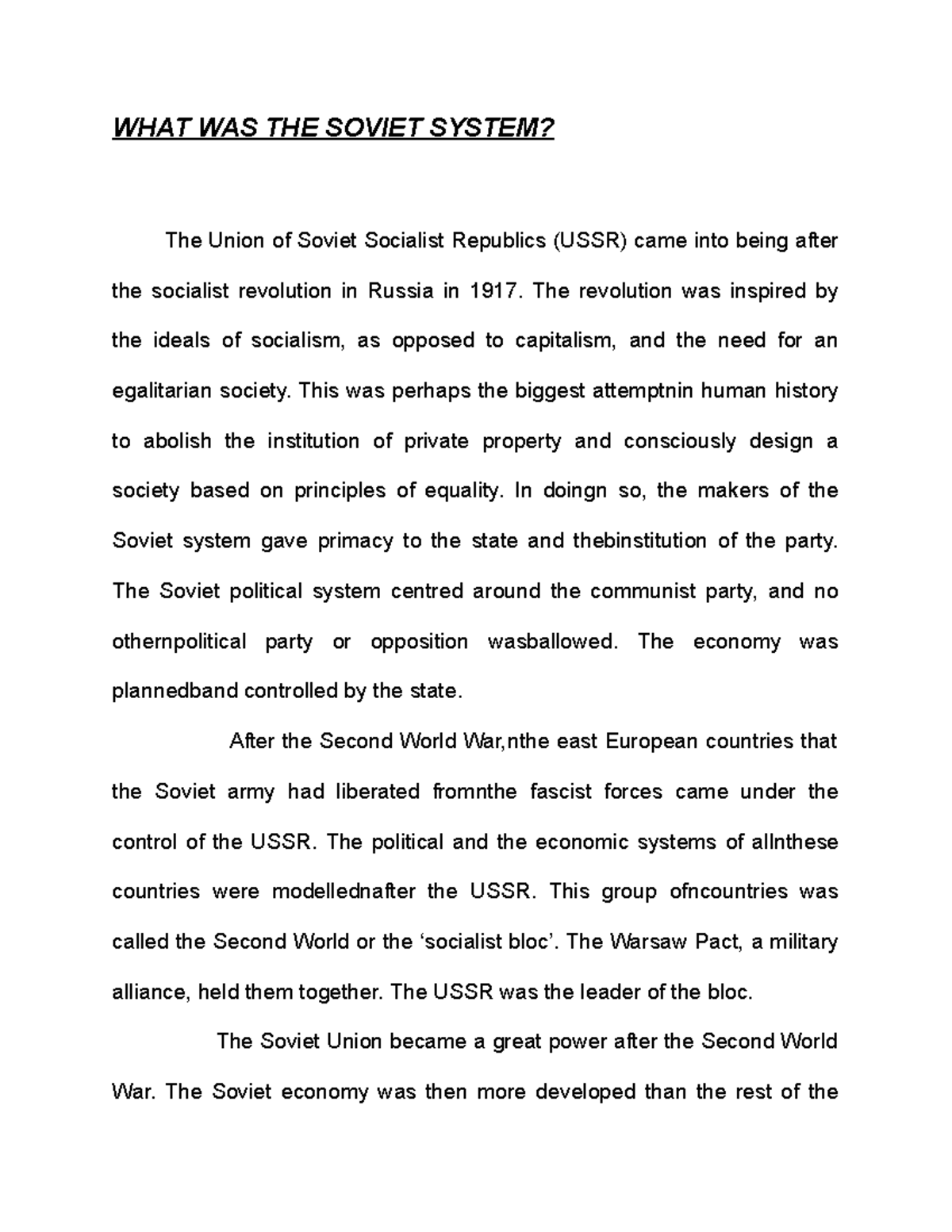 WHAT WAS THE Soviet System AND Disintegration - WHAT WAS THE SOVIET ...