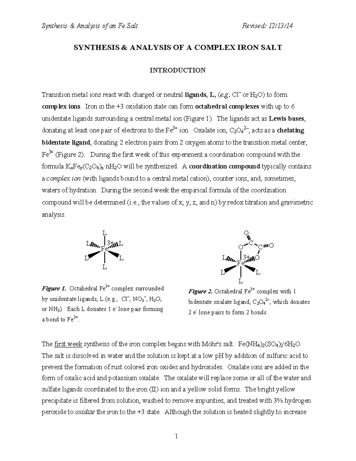 D05MANFesalt - cdxwsqa - ! SYNTHESIS & ANALYSIS OF A COMPLEX IRON SALT ...