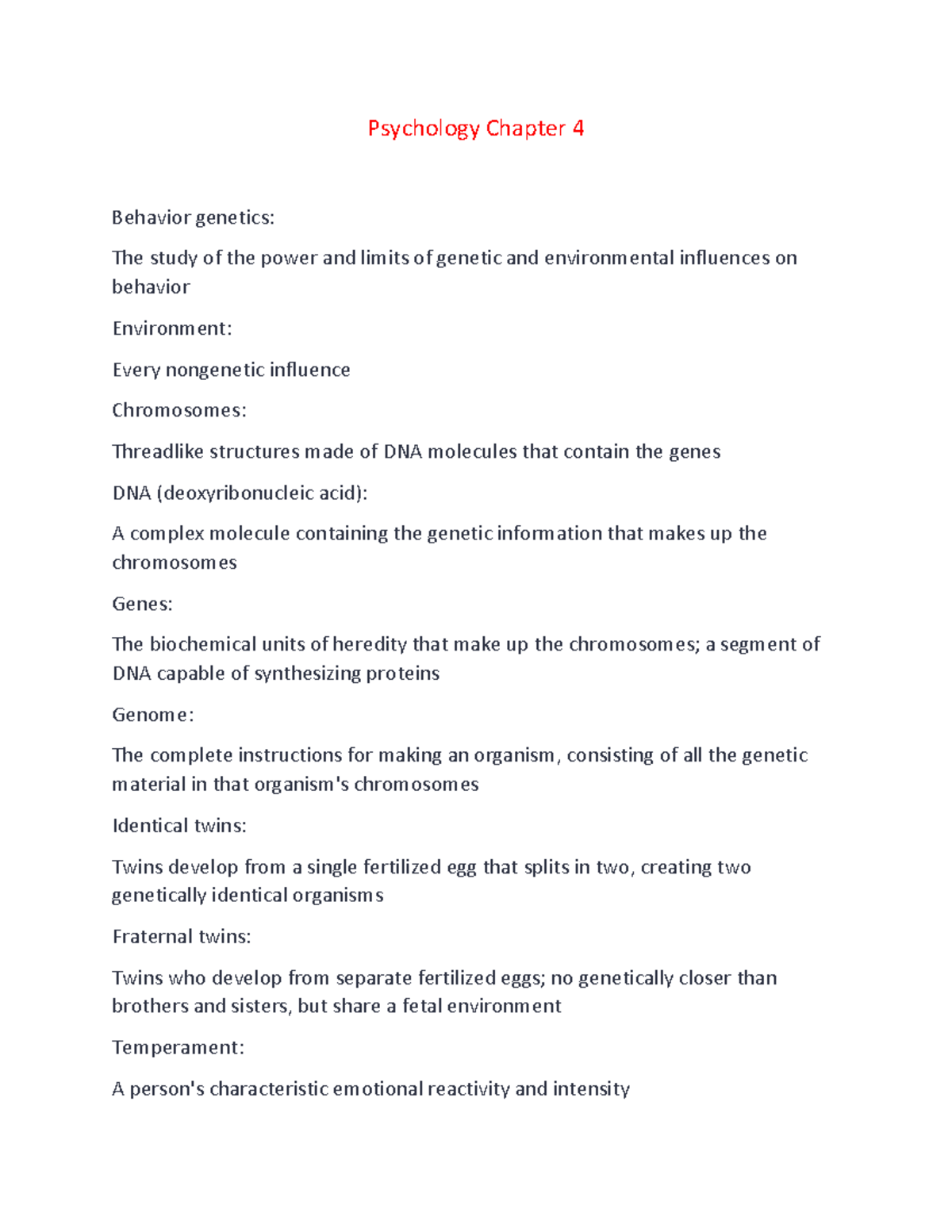 Psychology Chapter 4 - Studocu