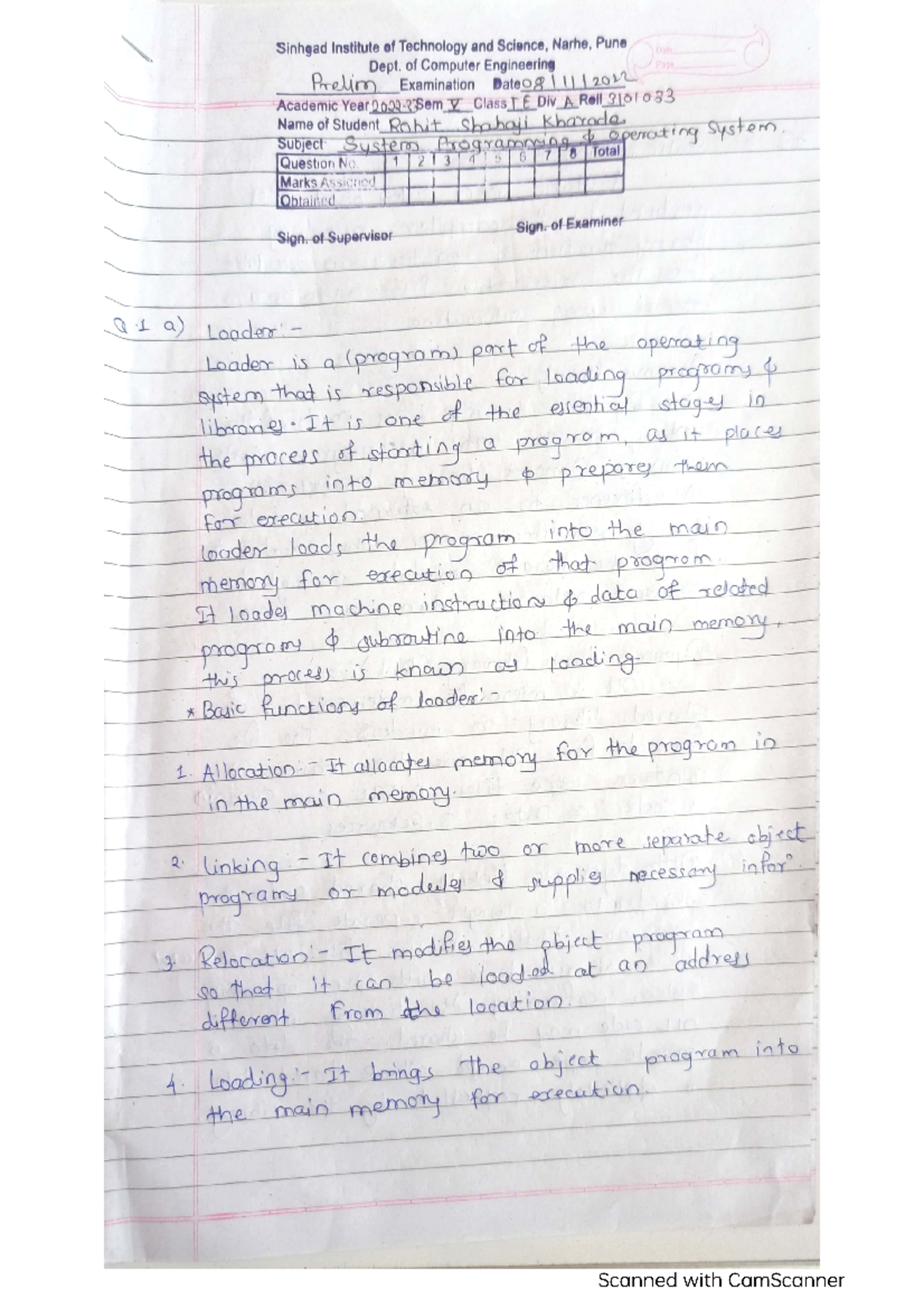 SPOS SITS prelims solution - Computer Engineering - Studocu