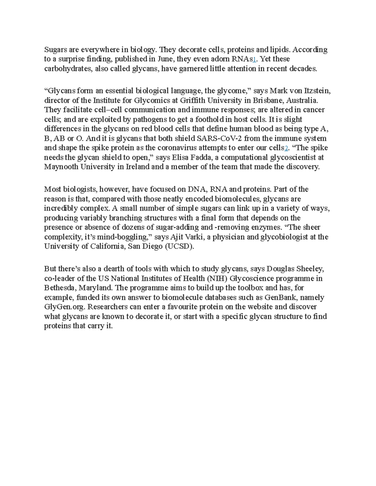 Sugars are everywhere in biology Sugars are everywhere in biology ...