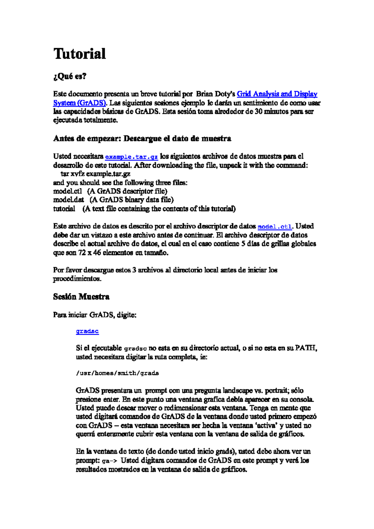 Gr ADS Tutorial - GRADS proporciona una amplia gama de herramientas para visualizar datos - Studocu