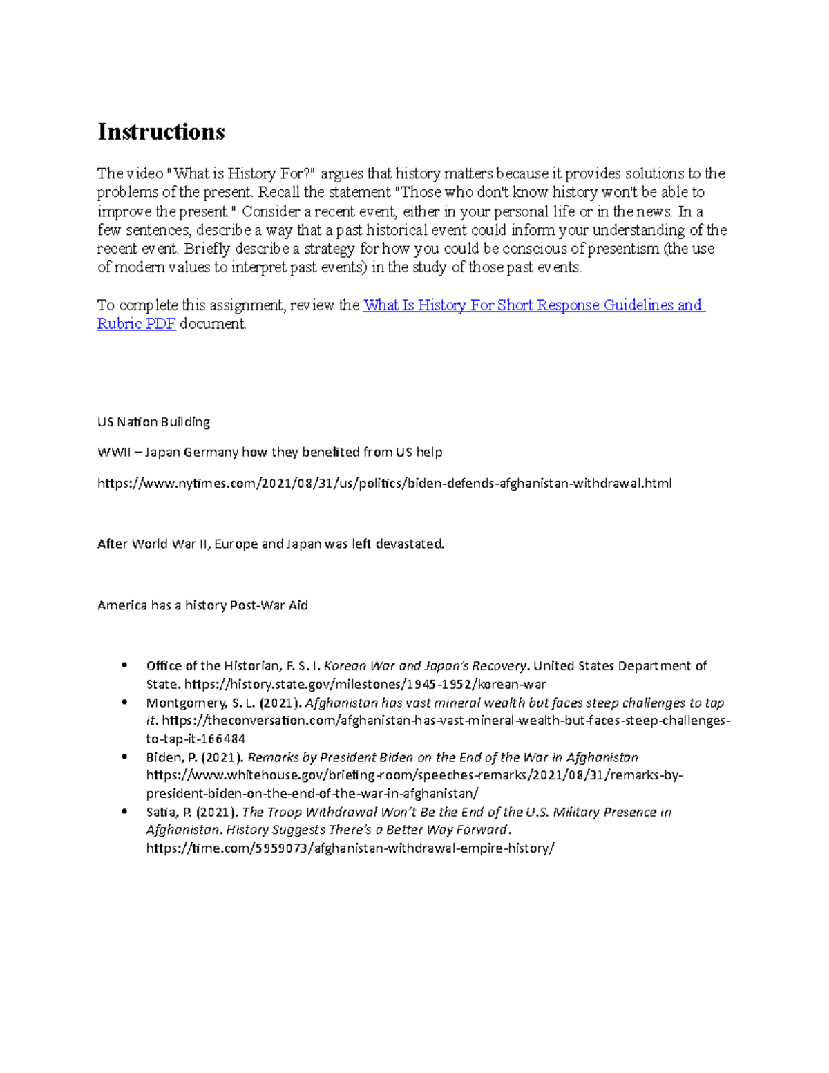 What is history for - Hist-100 - Instructions The video "What is ...