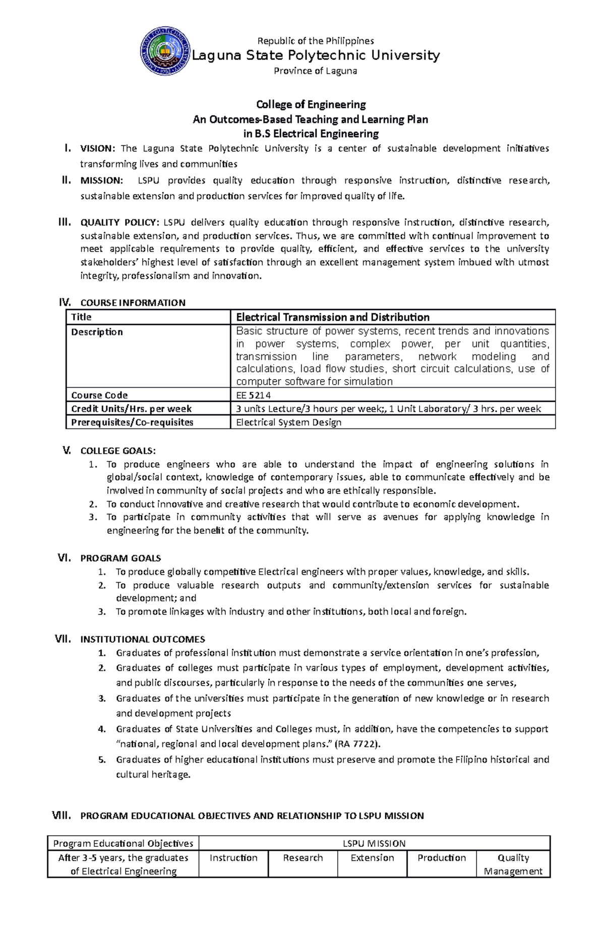 Ee5214 Syllabus College Of Engineering An Outcomes Based Teaching And Learning Plan In B StuDocu ee5214-syllabus-college-of-engineering-an-outcomes-based-teaching-and-learning-plan-in-b-studocu