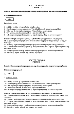 Q1 WW 5 6 - Written Work Filipino 8-Q1 - FILIPINO 8 LONG WRITTEN WORK ...